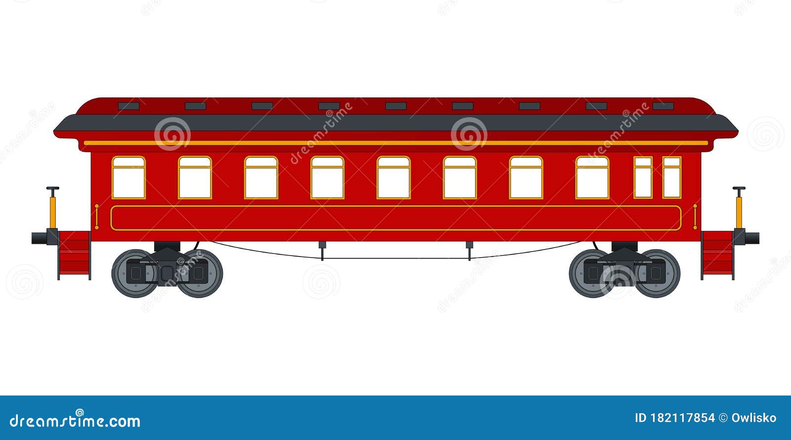 Red Vintage Passenger Coach Train in Retro Style Stock Vector ...