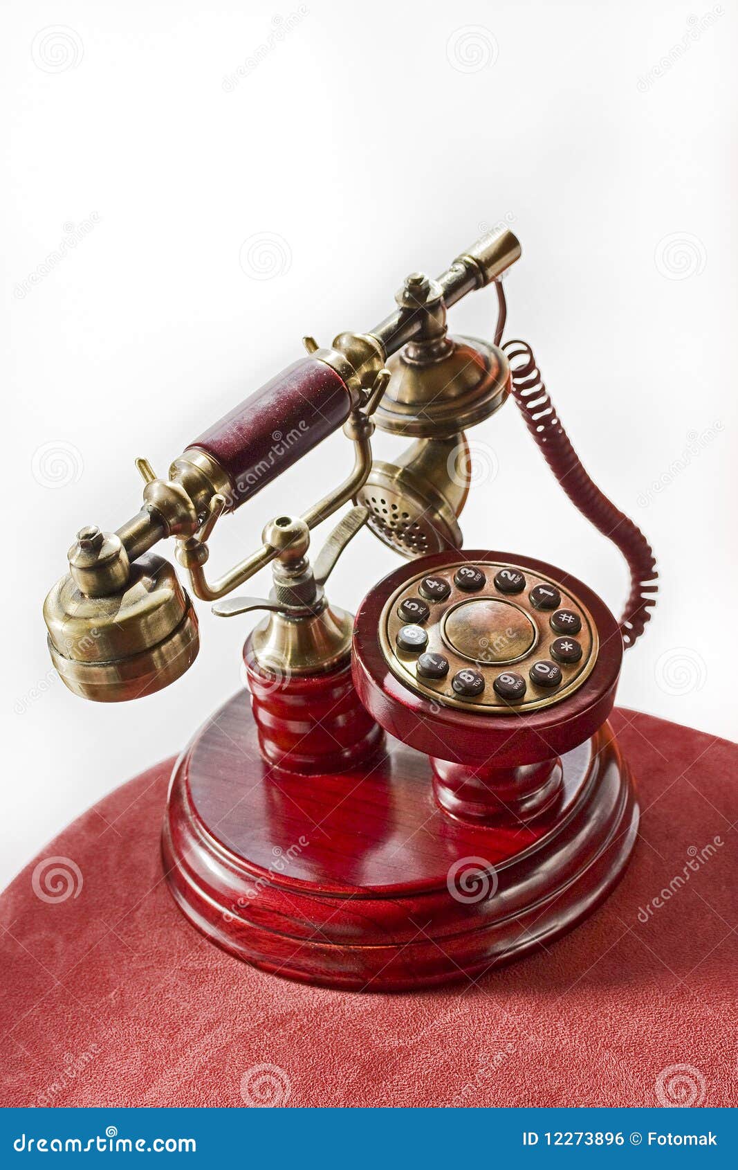 Red Vintage Phone Set on White Background Stock Photo - Image of ...