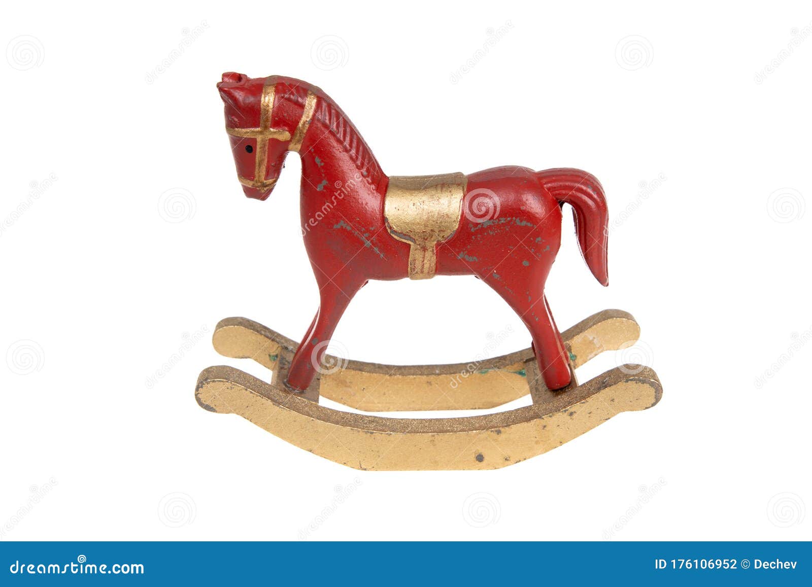Red Vintage Rocking Horse, Isolated on White Stock Photo - Image of ...