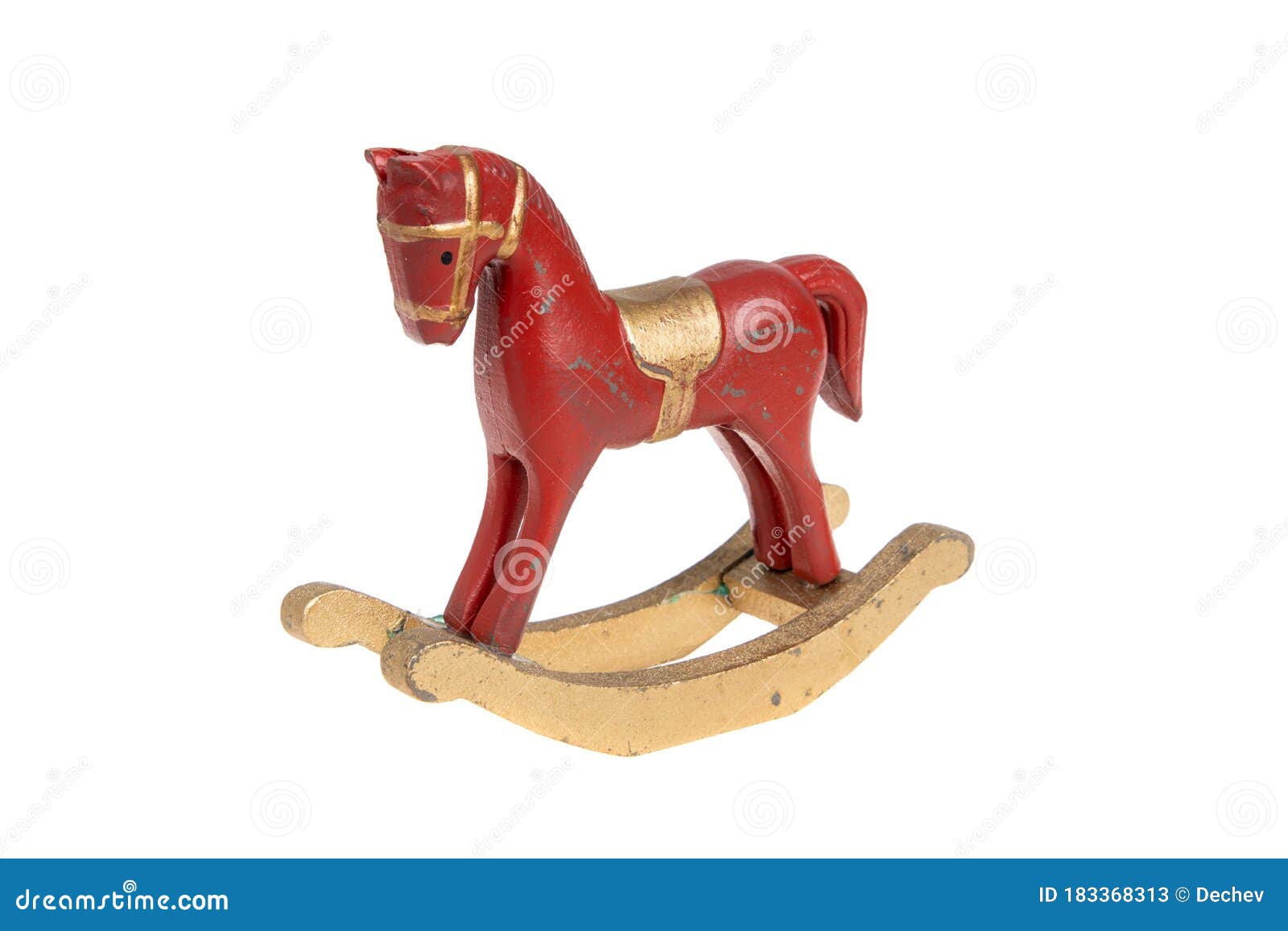 Red Vintage Rocking Horse, Isolated on White Stock Image - Image of ...