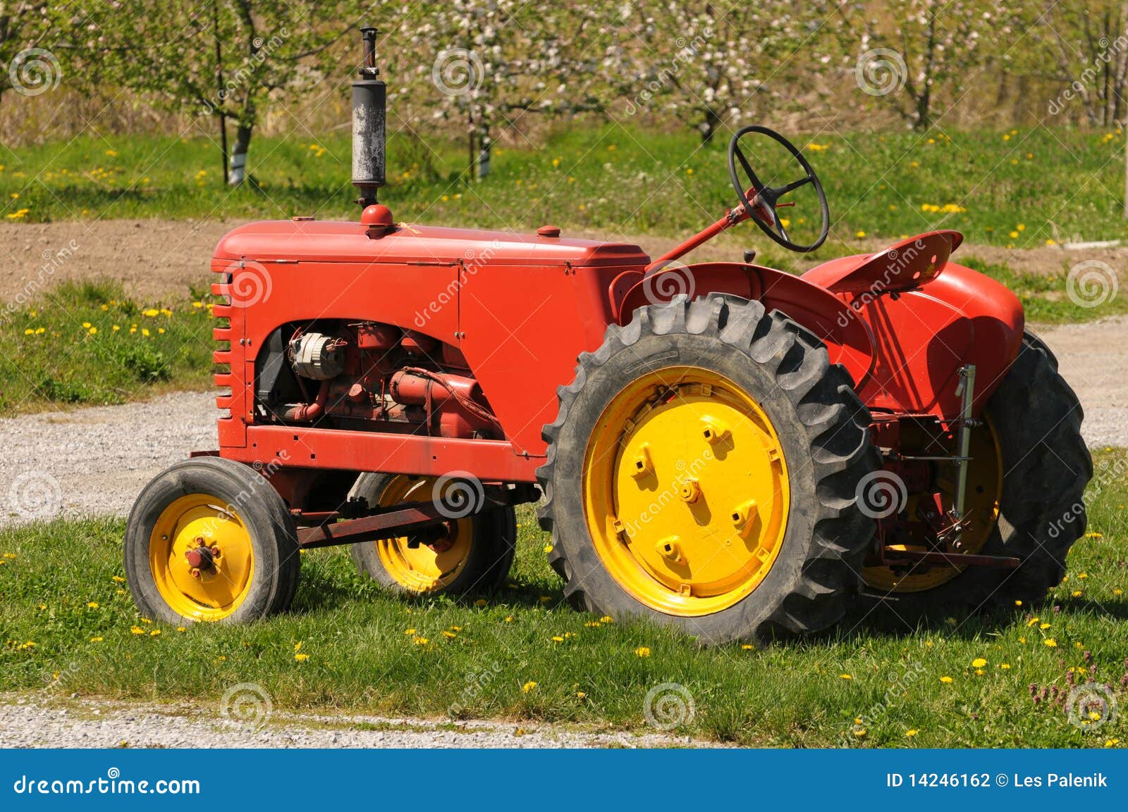Red vintage tractor stock photo. Image of field, equipment - 14246162