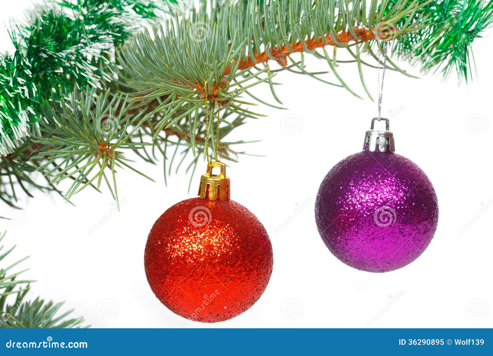 Red and Violet Balls on the Christmas Tree Stock Image - Image of ...
