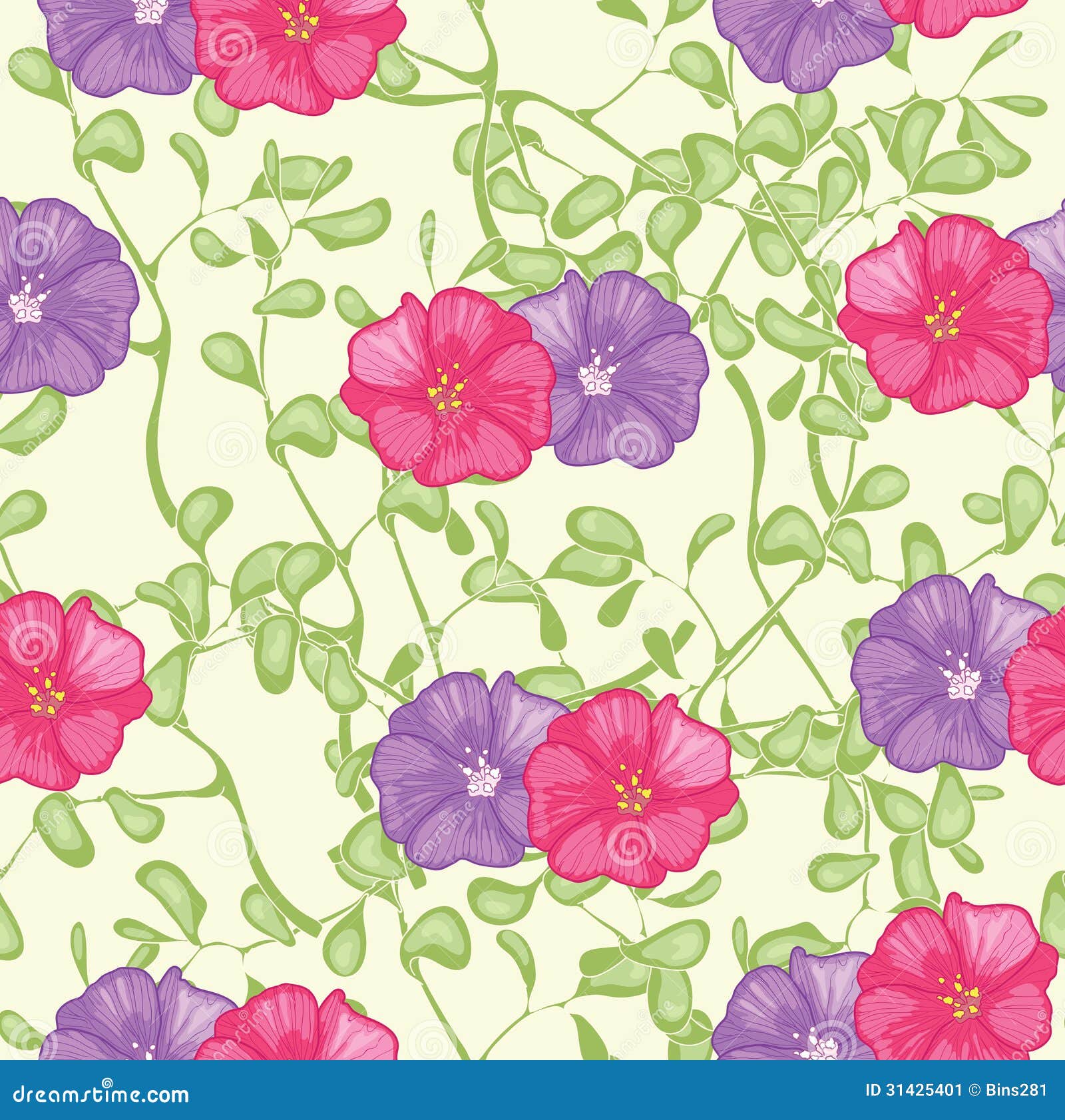 Red and violet flowers stock vector. Illustration of plant - 31425401