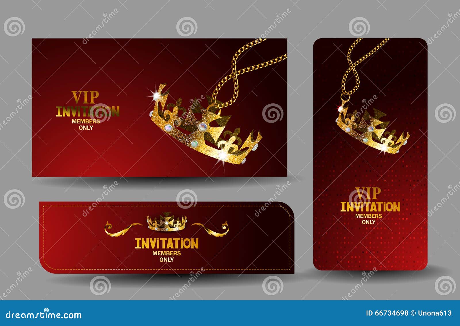Red VIP Cards with Shiny Textured Crown Stock Vector - Illustration of ...