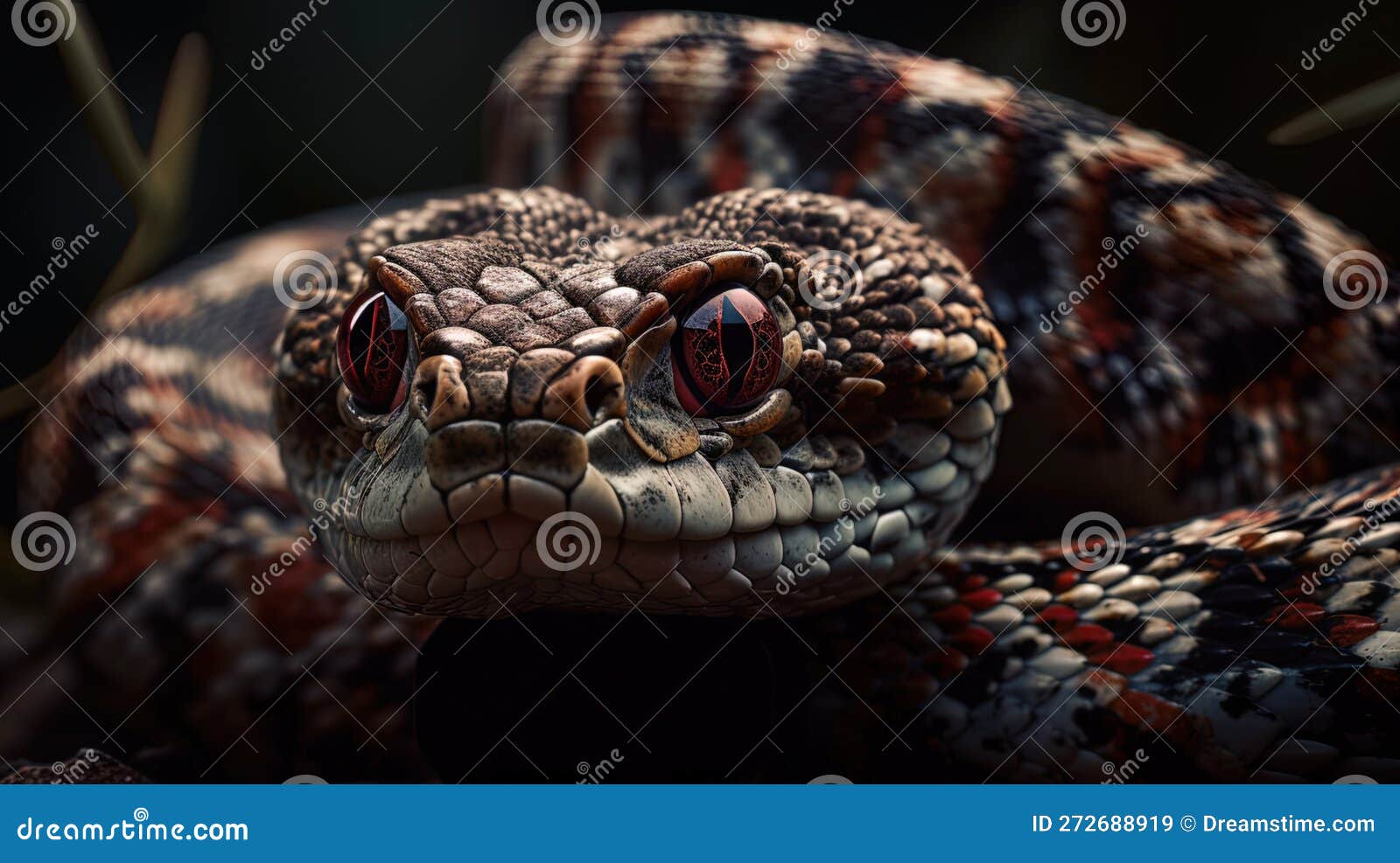 Red Viper Snake Closeup Face Stock Illustration - Illustration of angry ...