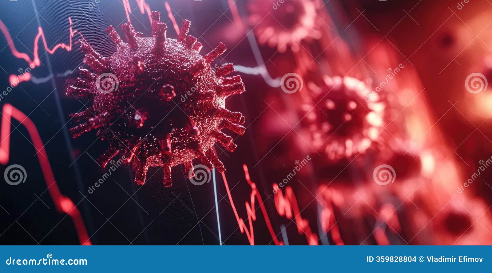 Red Viral Pathogens Under Electron Microscope Stock Photo - Image of ...