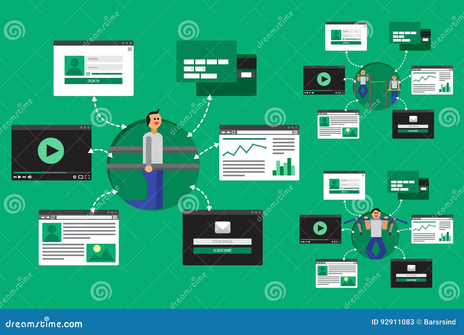 Red virtual del web stock de ilustración. Ilustración de social - 92911083