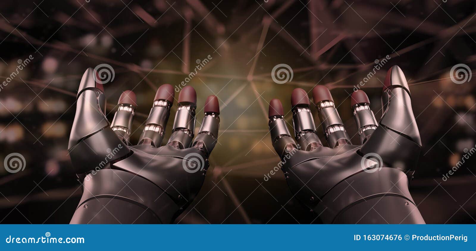 Red Virus Cyborg Robot Hand - 3d Rendering Stock Illustration ...
