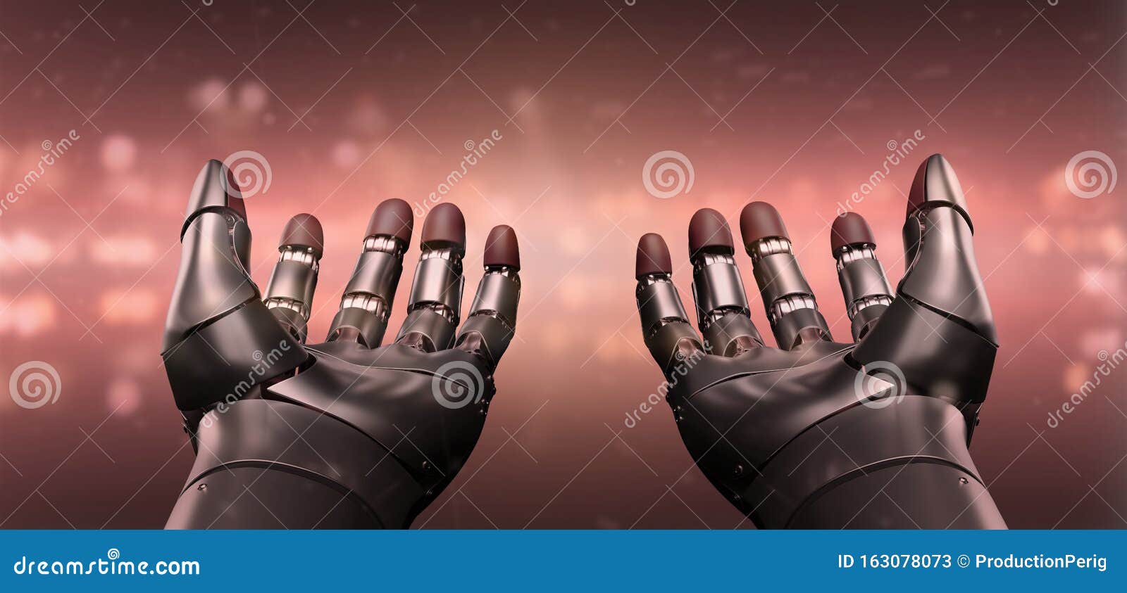 Red Virus Cyborg Robot Hand - 3d Rendering Stock Illustration ...