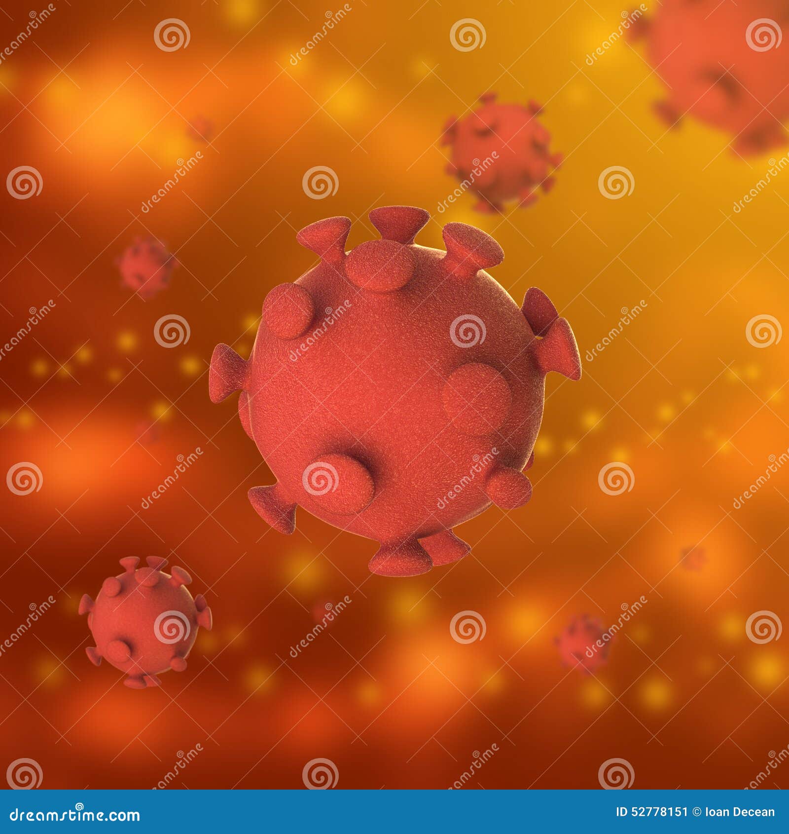 Red Virus 3D Conceptual Medical Illustration Stock Illustration ...