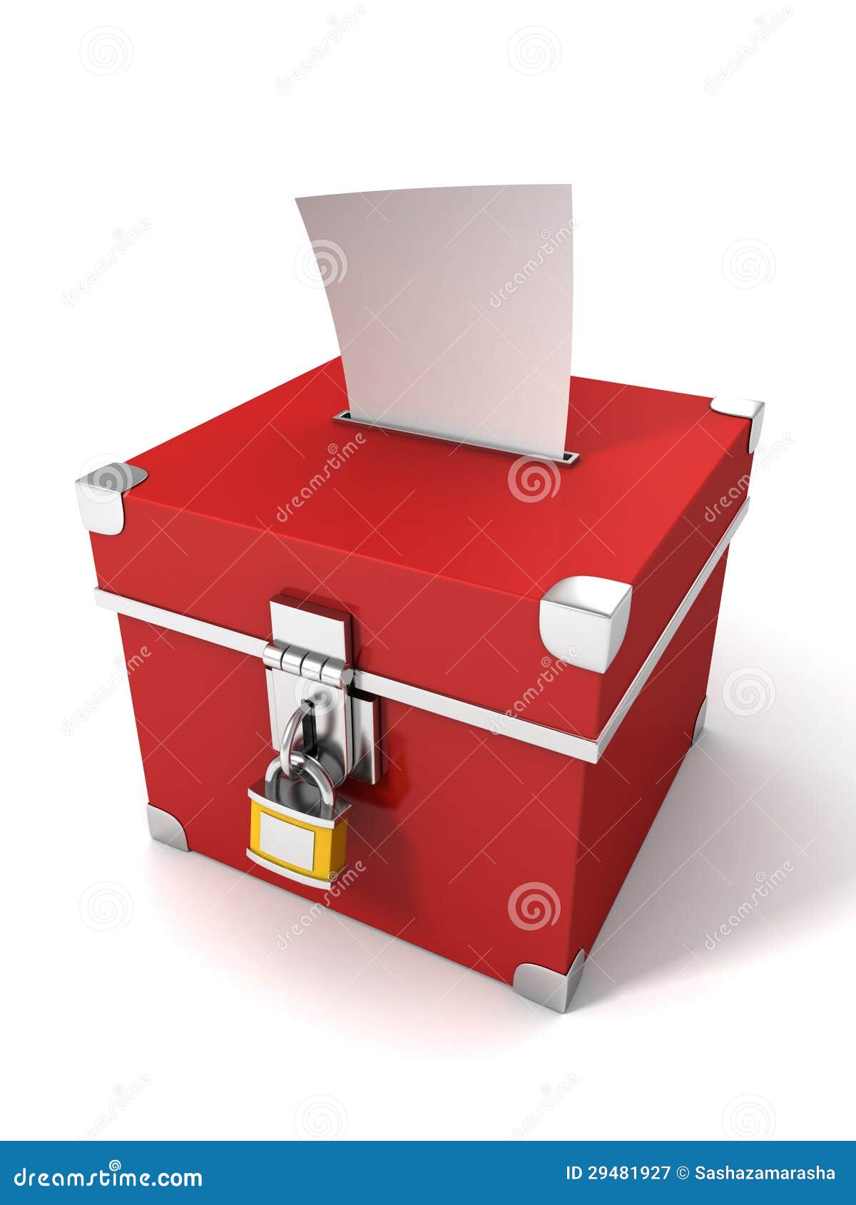 Red Vote Box with Bulletin Paper Stock Illustration - Illustration of ...