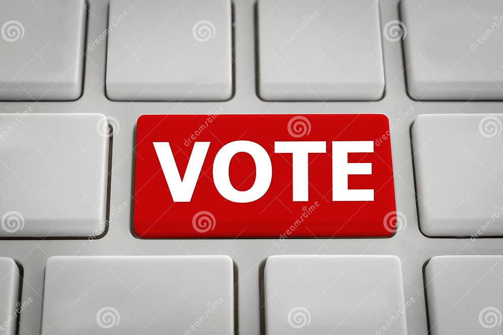 Red Vote Button on the Computer. Stock Photo - Image of elect, option ...