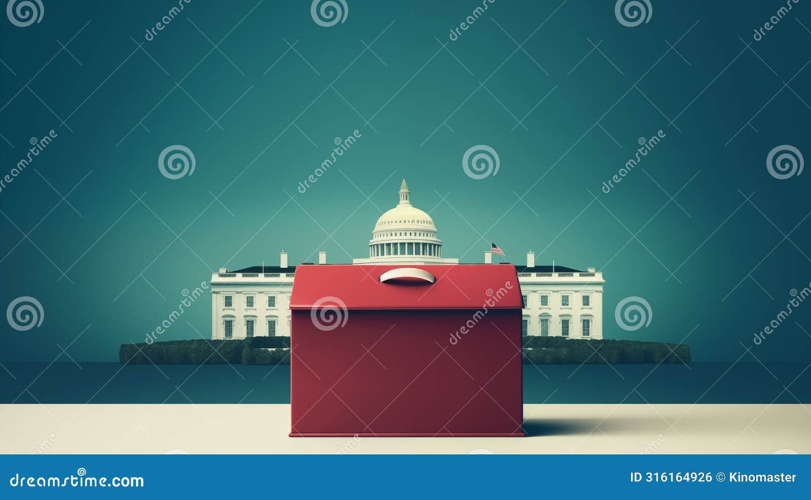 Red Voting Box in Front of Stylized White House. Generative AI Stock ...