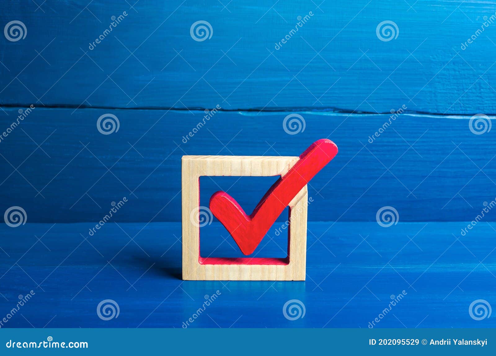Red Voting Check Mark on a Blue Background. Voting Concept for ...