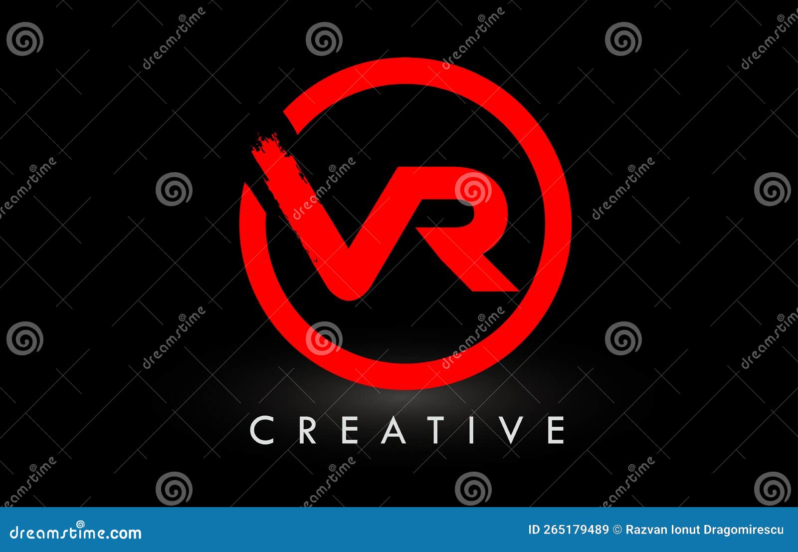 Red VR Brush Letter Logo Design. Creative Brushed Letters Icon Logo ...