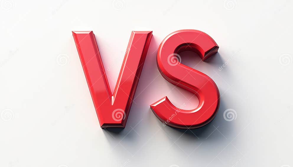 Red VS Text on a White Background Symbolizing Competition or Comparison. Stock Illustration ...