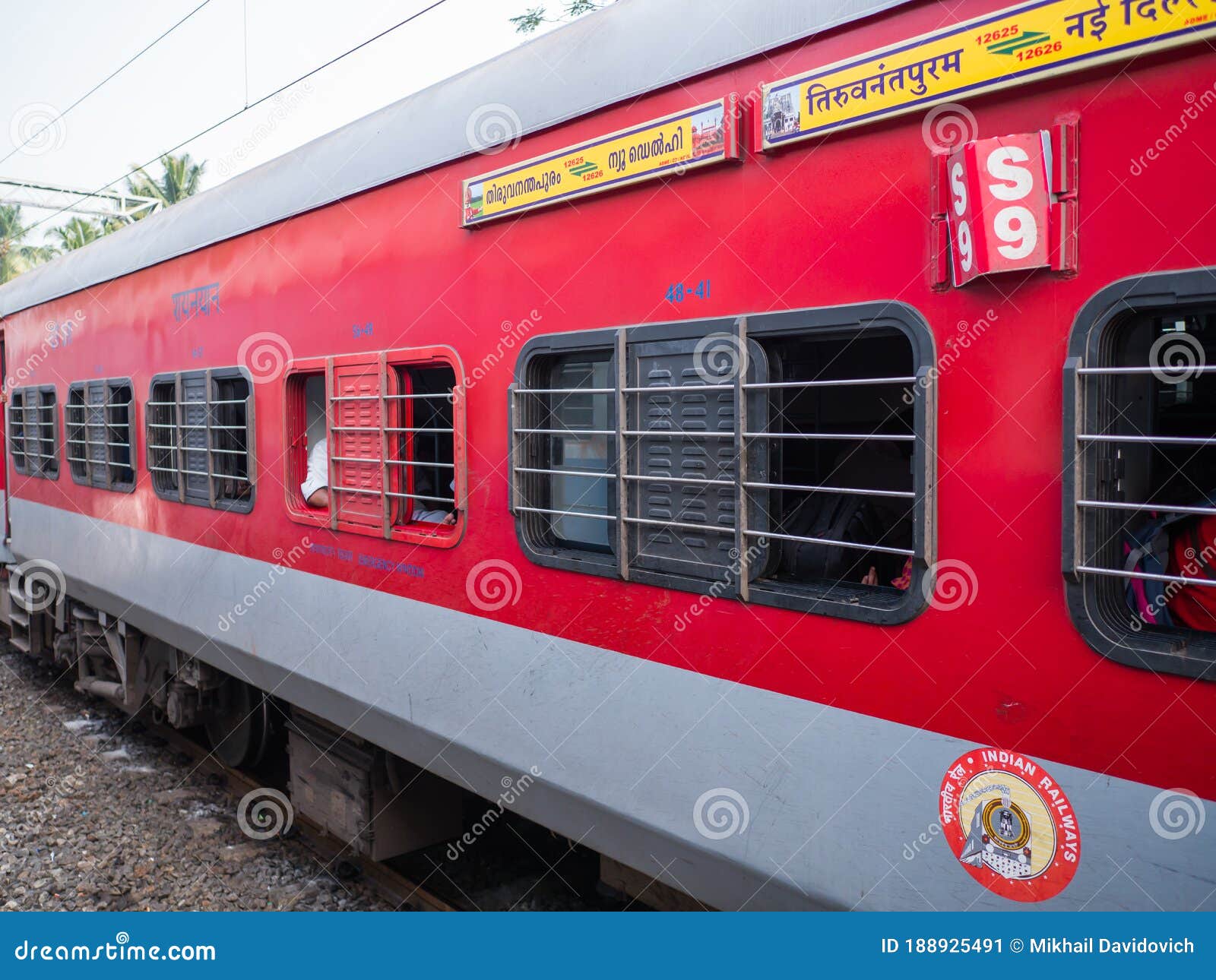 A Red Wagon of a Traditional Train in India. Editorial Photo - Image of ...