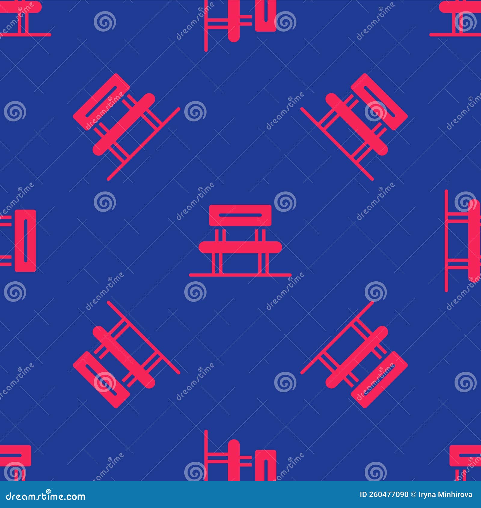 Red Waiting Hall Icon Isolated Seamless Pattern on Blue Background ...
