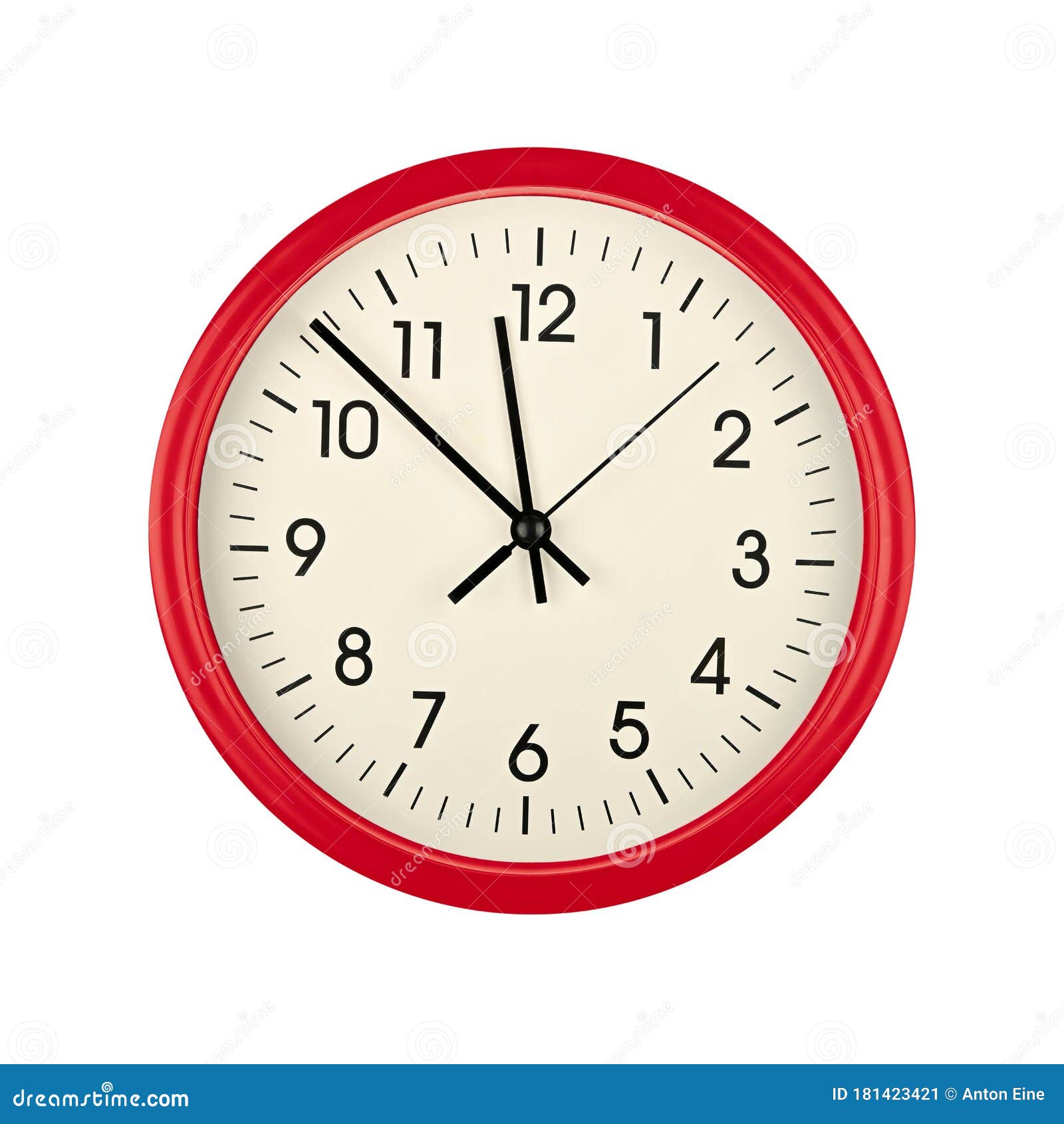 Red Wall Clock Face Isolated on White Stock Image - Image of face ...