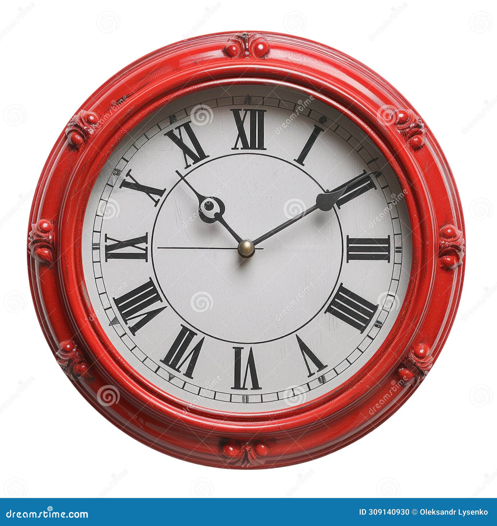 Red wall clock isolated stock illustration. Illustration of white ...