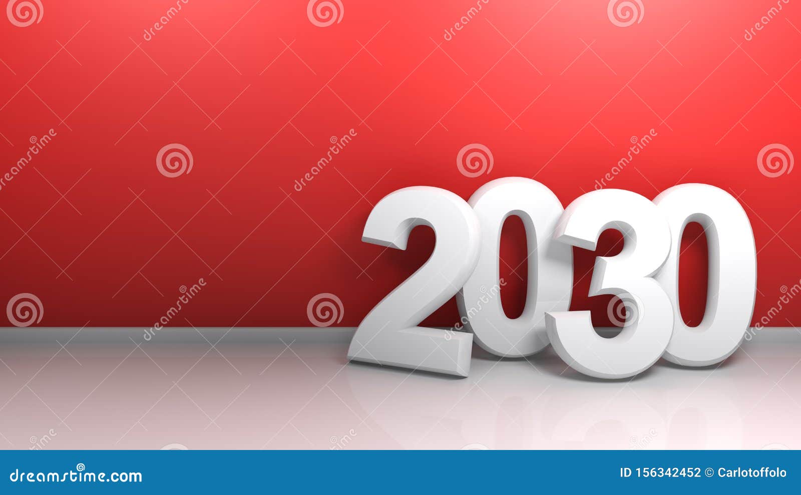 2030 At Red Wall 3d Rendering Stock Illustration Illustration Of