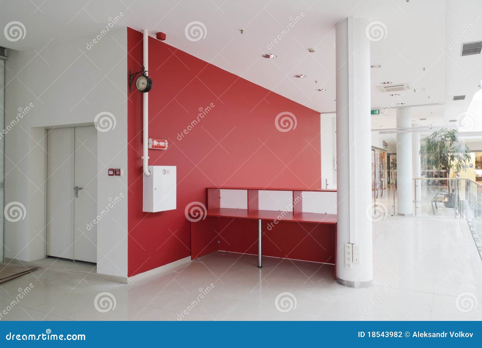 Red wall at modern office stock photo. Image of floor - 18543982