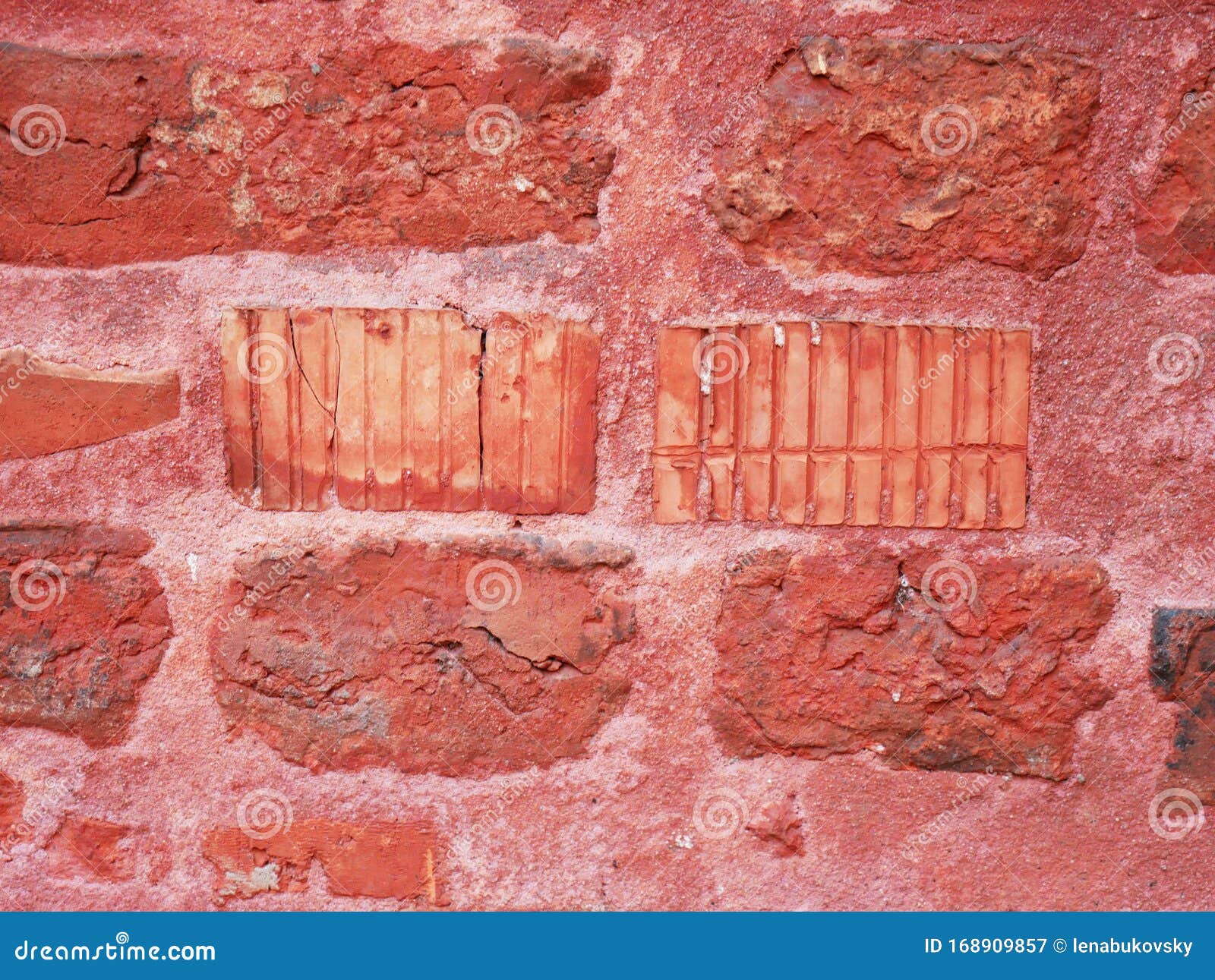 Red Wall. Old Brick Texture. Irregular Pattern. Stock Image - Image of ...