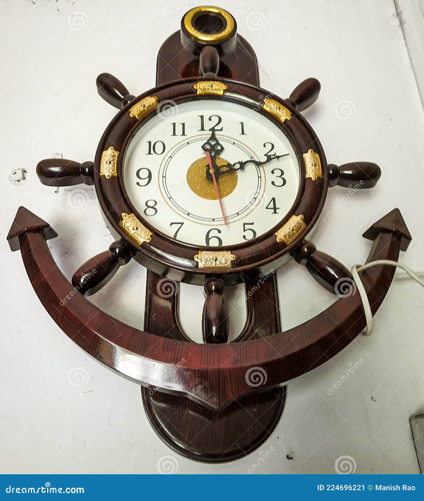 A red wall watch. stock image. Image of wall, watch - 224696221