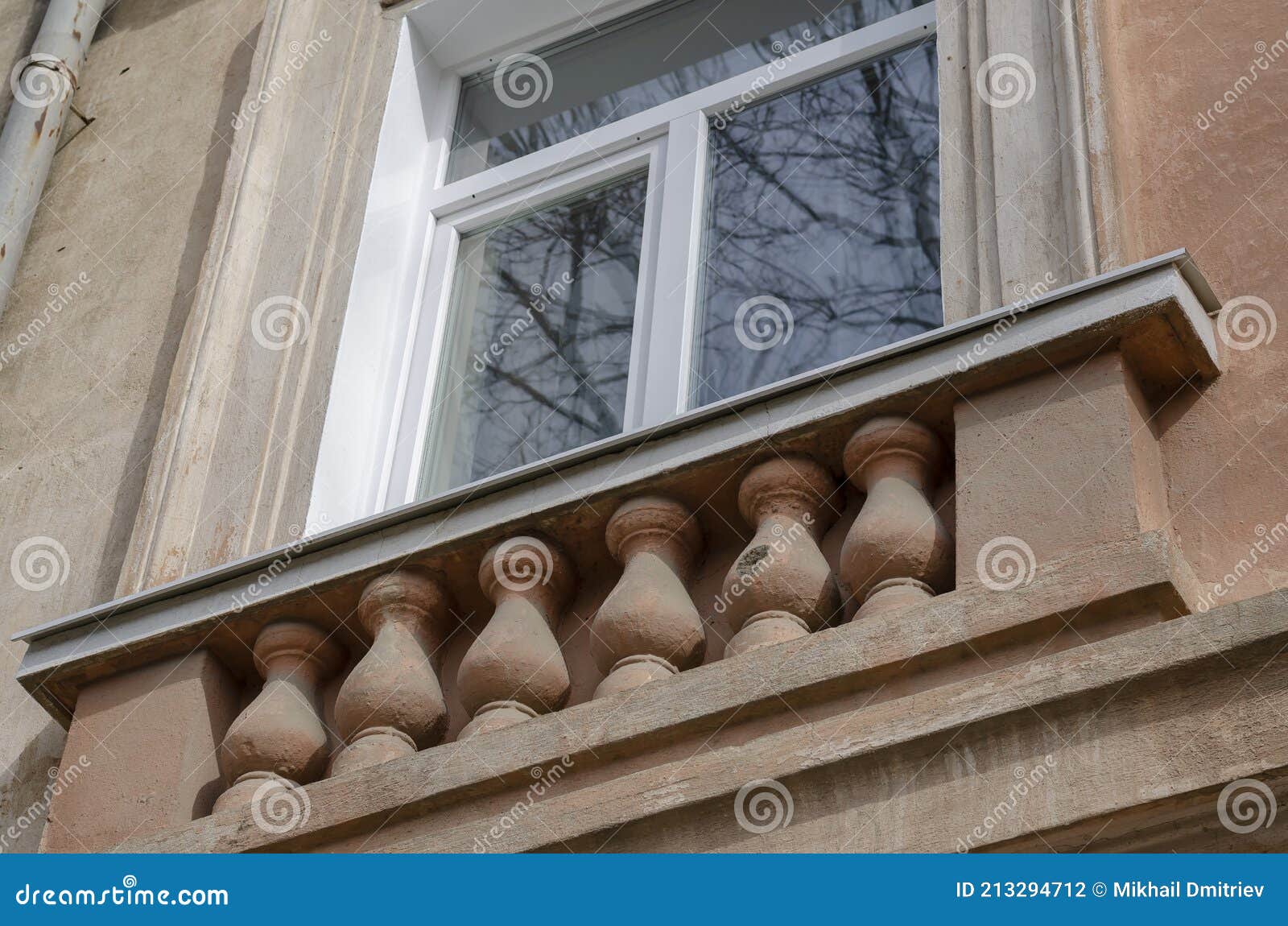 Red Wall, White Window, Balustrade Stock Photo - Image of barrier ...