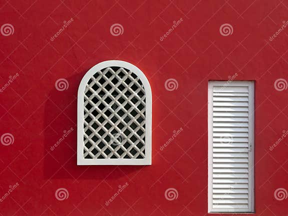 Red Wall with Window stock image. Image of window, bright - 7934083
