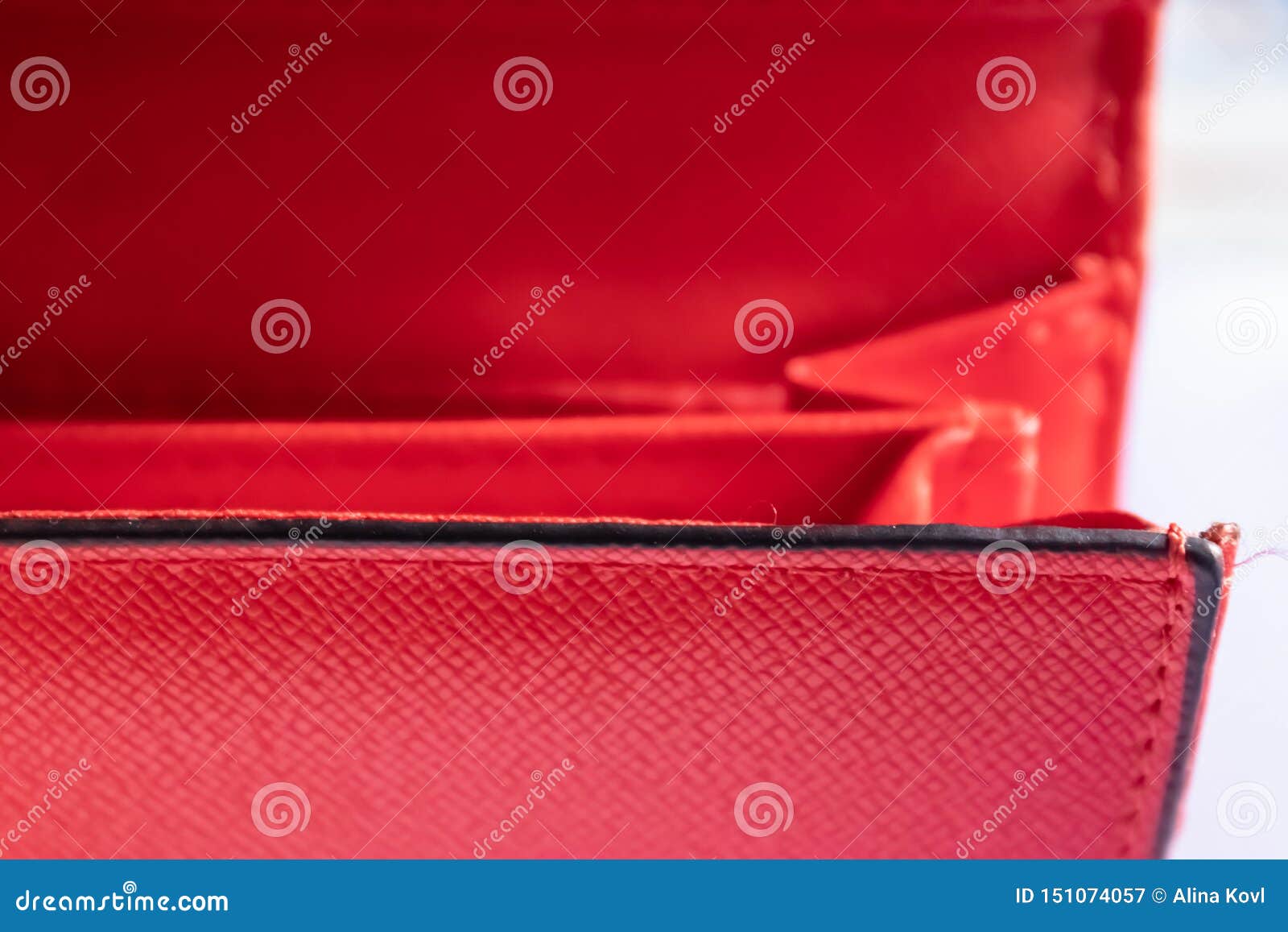 Red Wallet Opened Pockets Closeup - Image Stock Image - Image of ...
