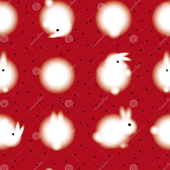 Red Wallpaper with White Rabbits Stock Vector - Illustration of bunny ...