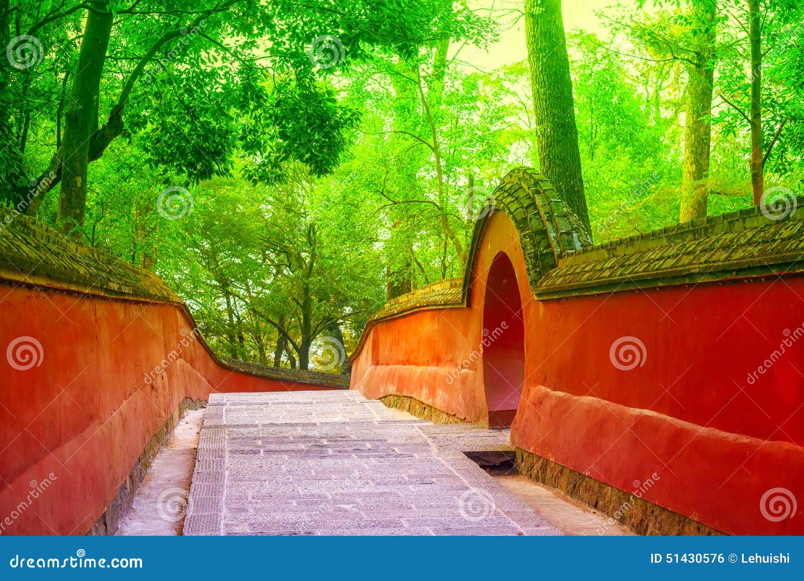 Red Walls and Stairs in Traditional Temple Stock Photo - Image of stone ...
