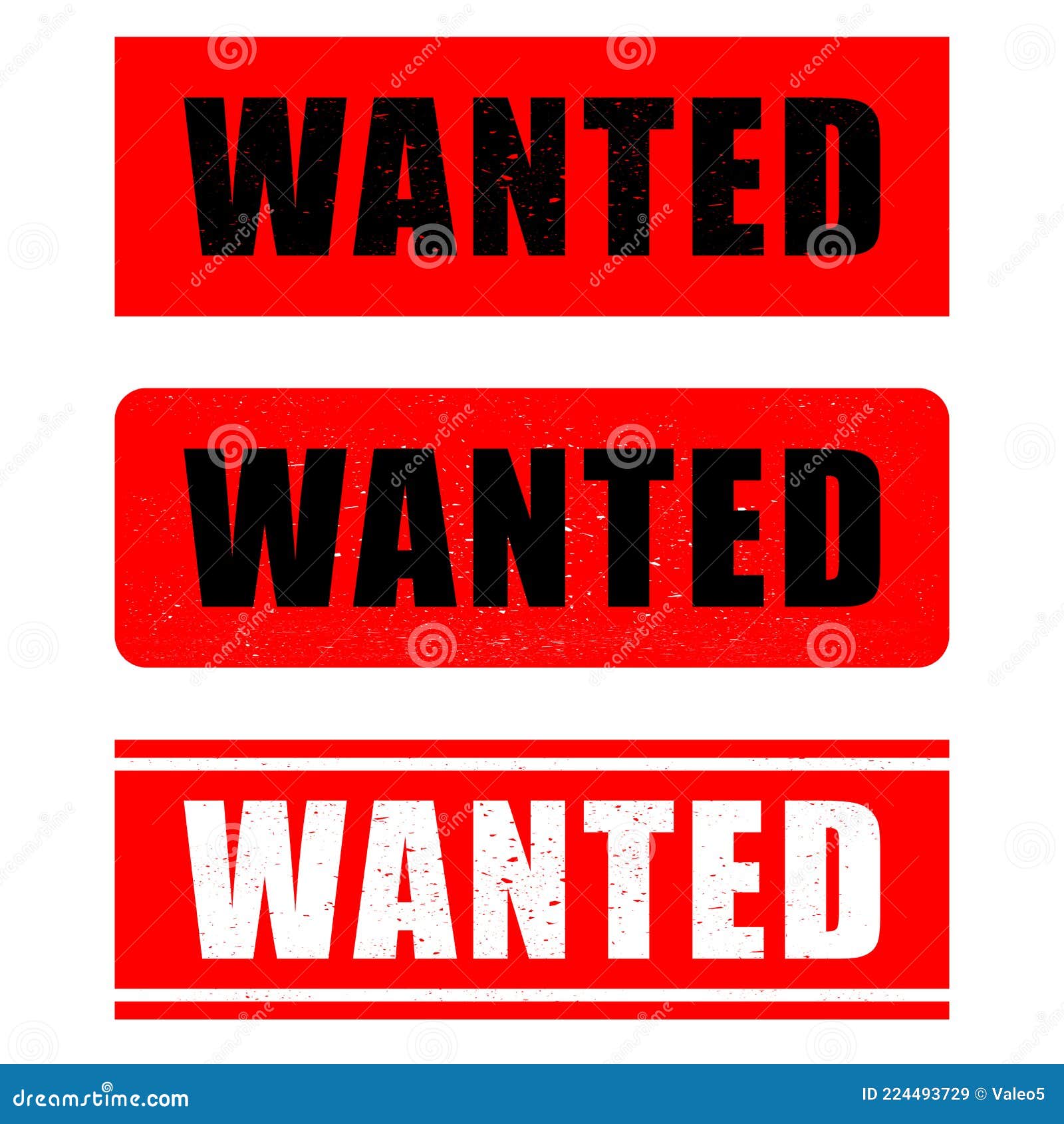 Red Wanted Rubber Stamp Set Isolated on White Background Stock Vector ...