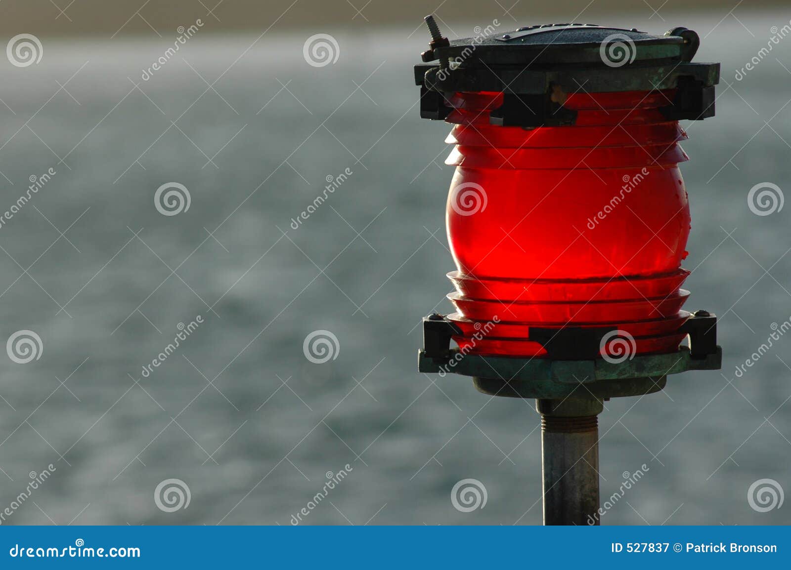Red Warning Beacon stock image. Image of lens, sunset, ocean - 527837