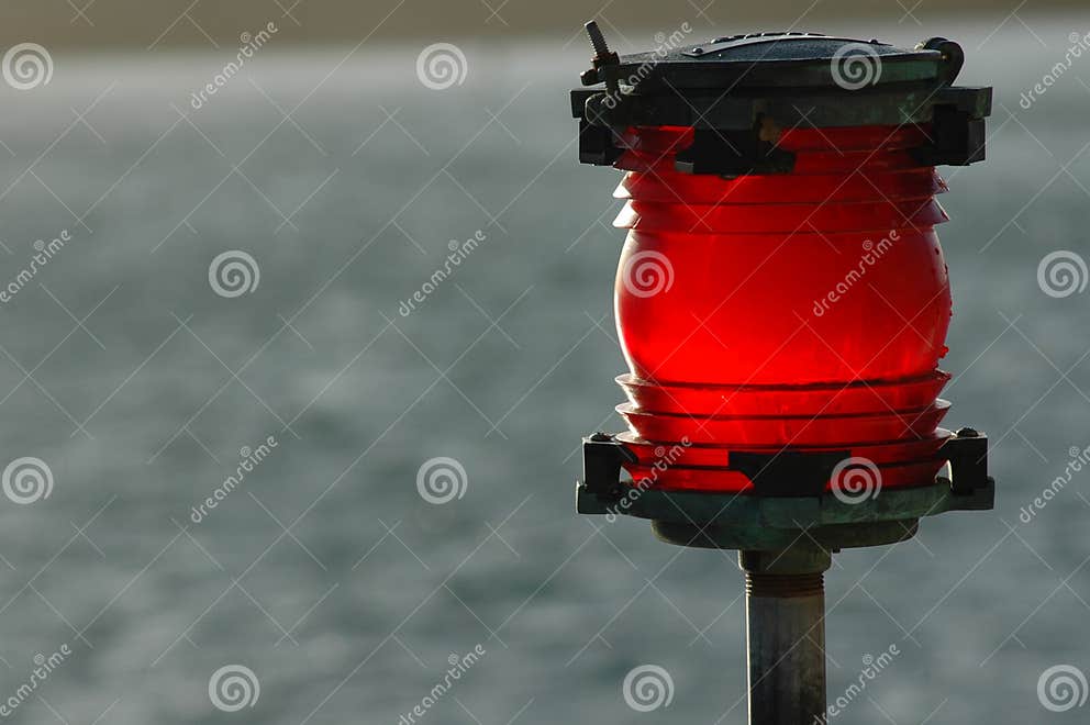 Red Warning Beacon stock image. Image of lens, sunset, ocean - 527837