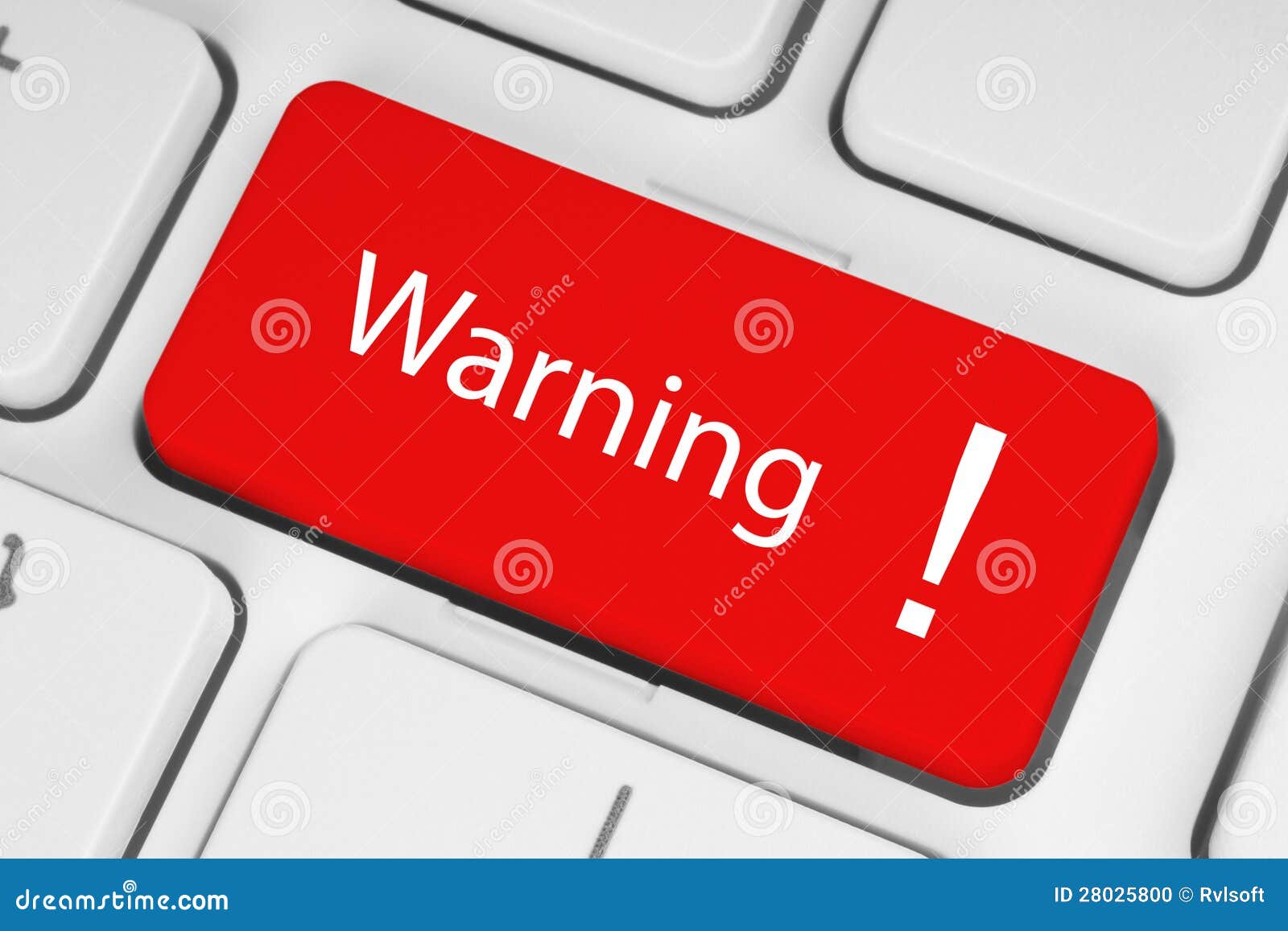 Red warning button stock photo. Image of laptop, mistake - 28025800