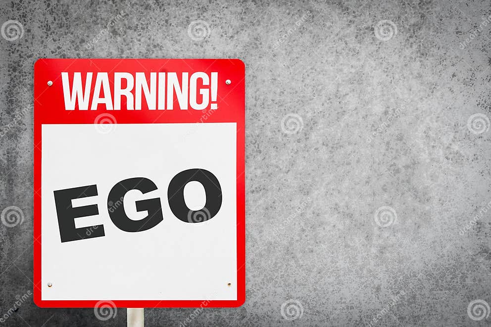 Red Warning EGO Signage on Cement Stock Image - Image of success ...