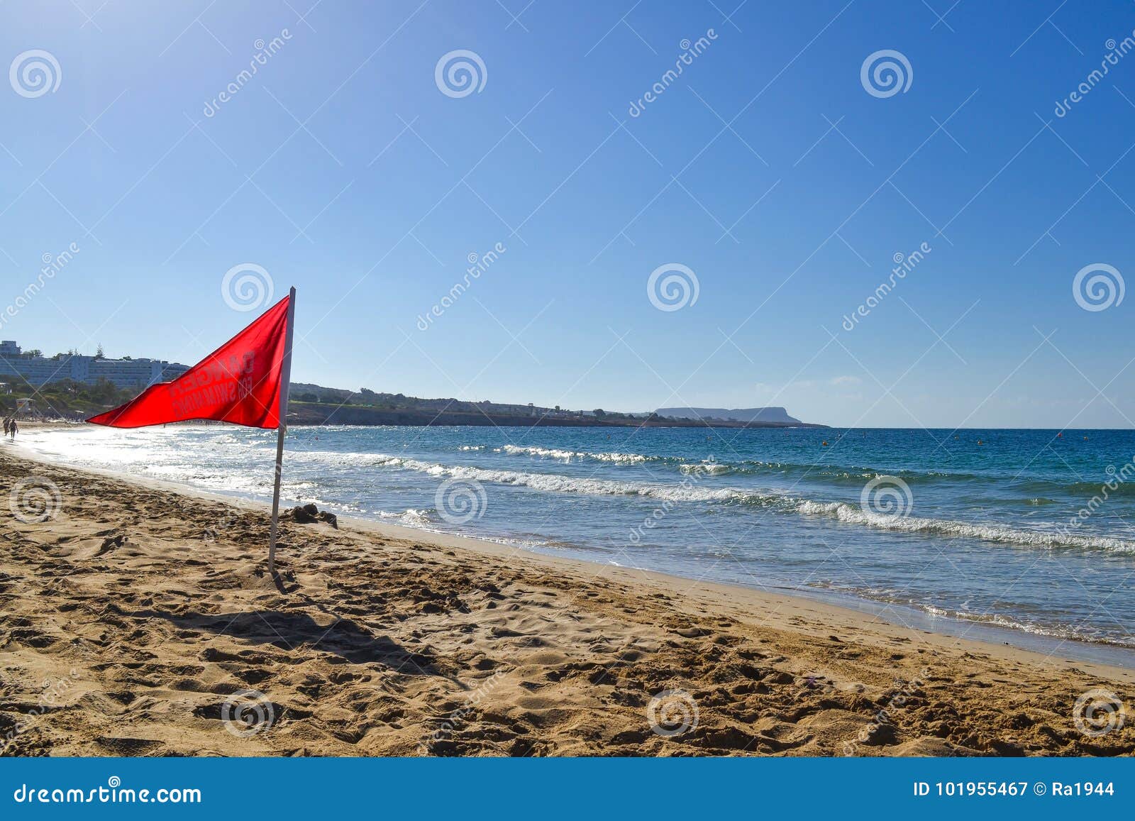 Red warning flag on beach stock image. Image of ocean - 101955467