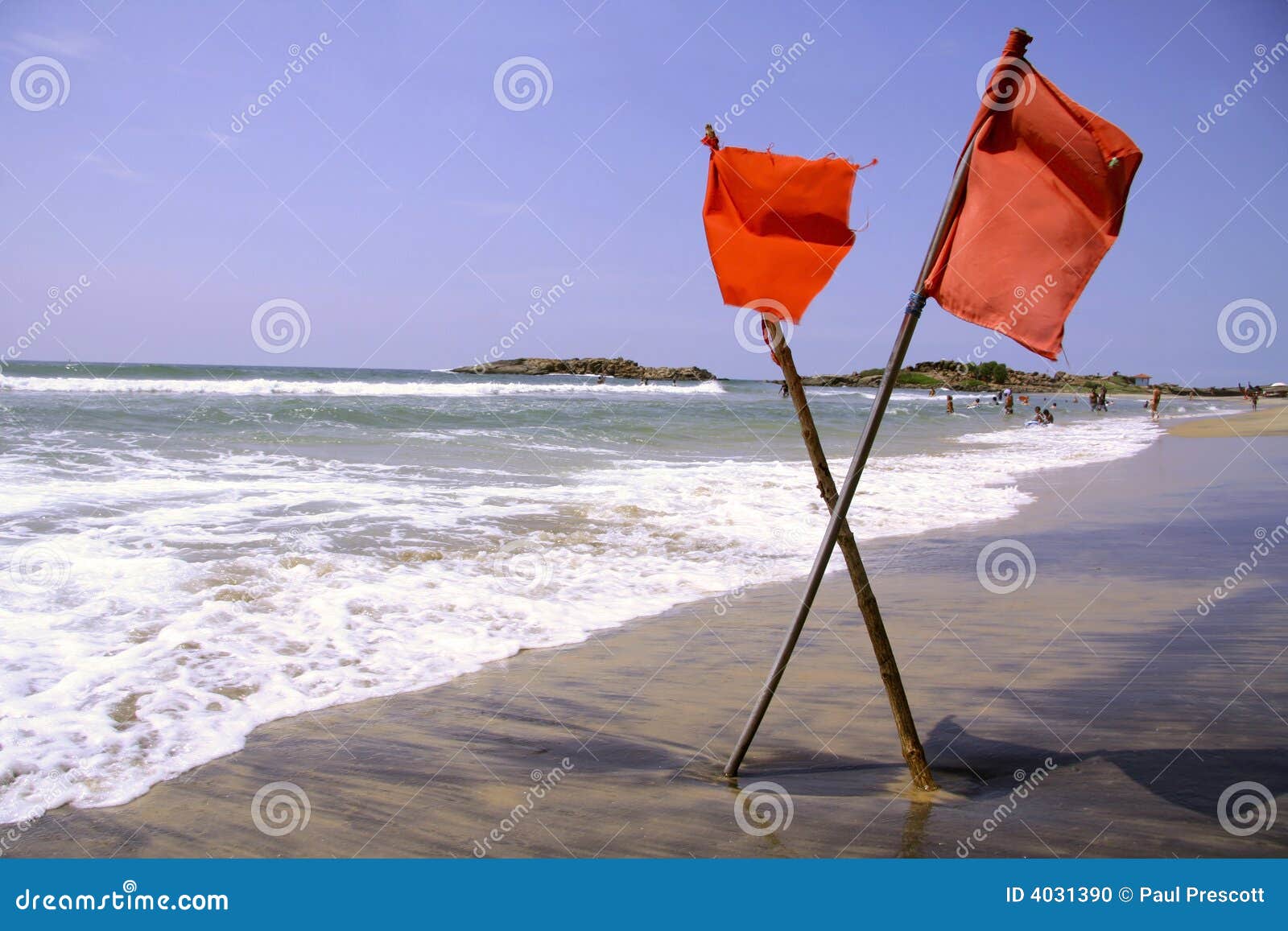 Red warning flags at beach stock photo. Image of drown - 4031390