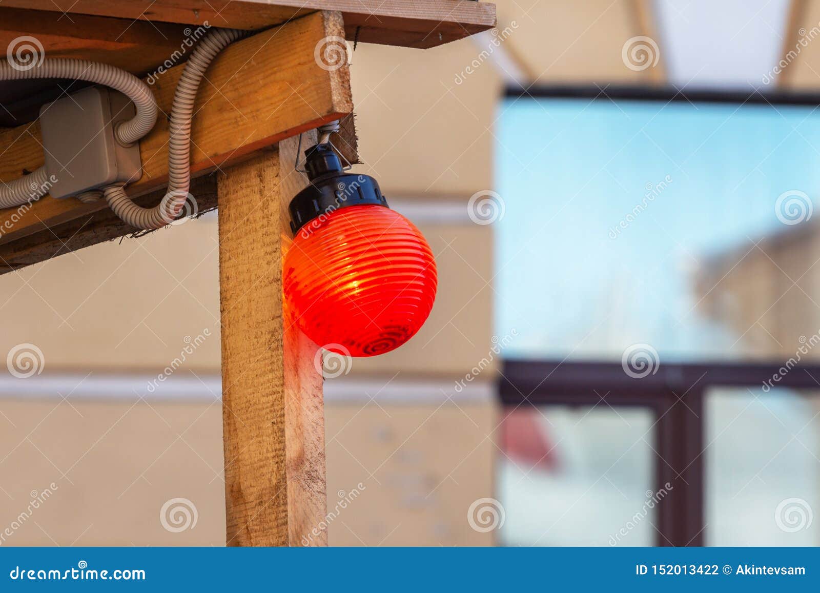 Red Warning Light in a Sity Street Stock Photo - Image of boundary ...