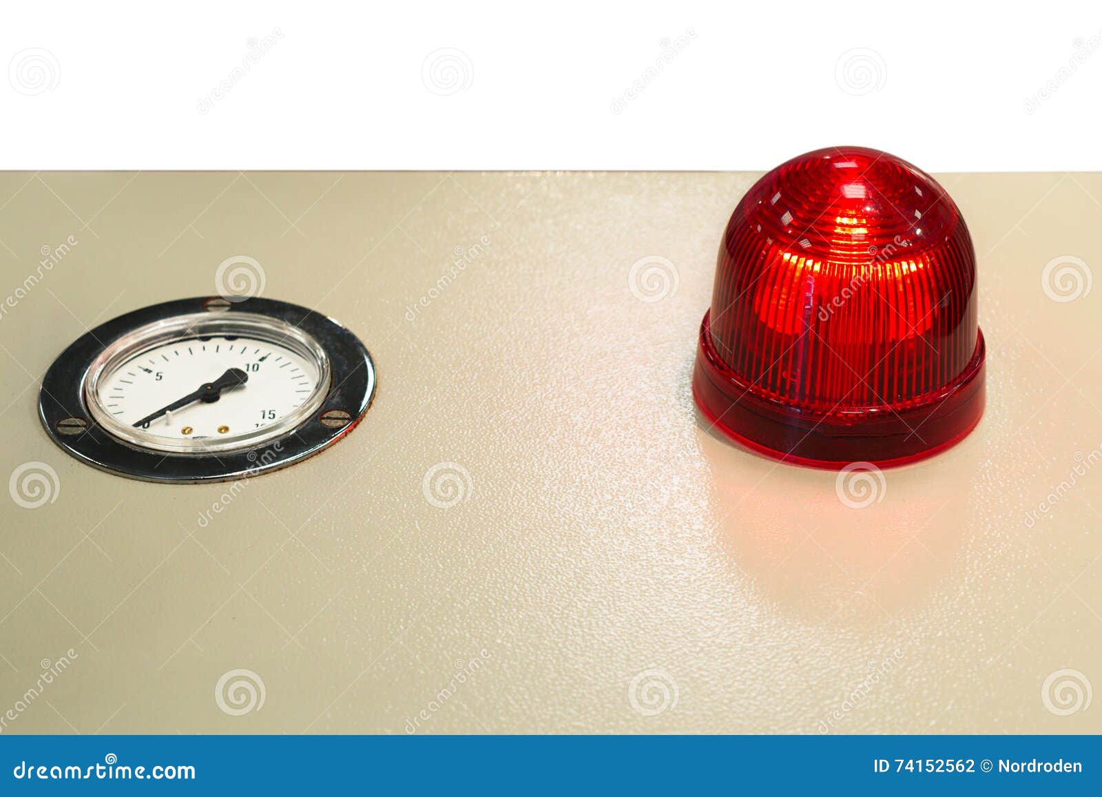 The Red Warning Light and the Instrument Pointer. Stock Photo - Image ...