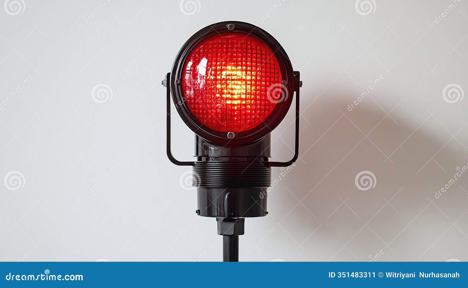Red Warning Light on Stand, Illuminating Brightly Against White ...
