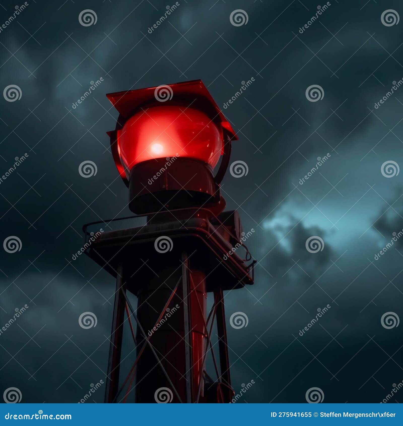 Red Warning Light on Tower stock illustration. Illustration of ...