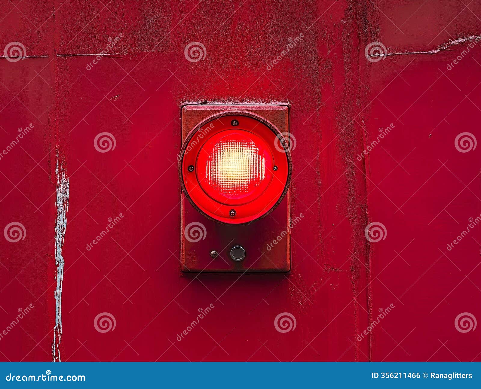 Red Warning Light on Red Wall Red Warning Light Mounted on a Red Wall ...