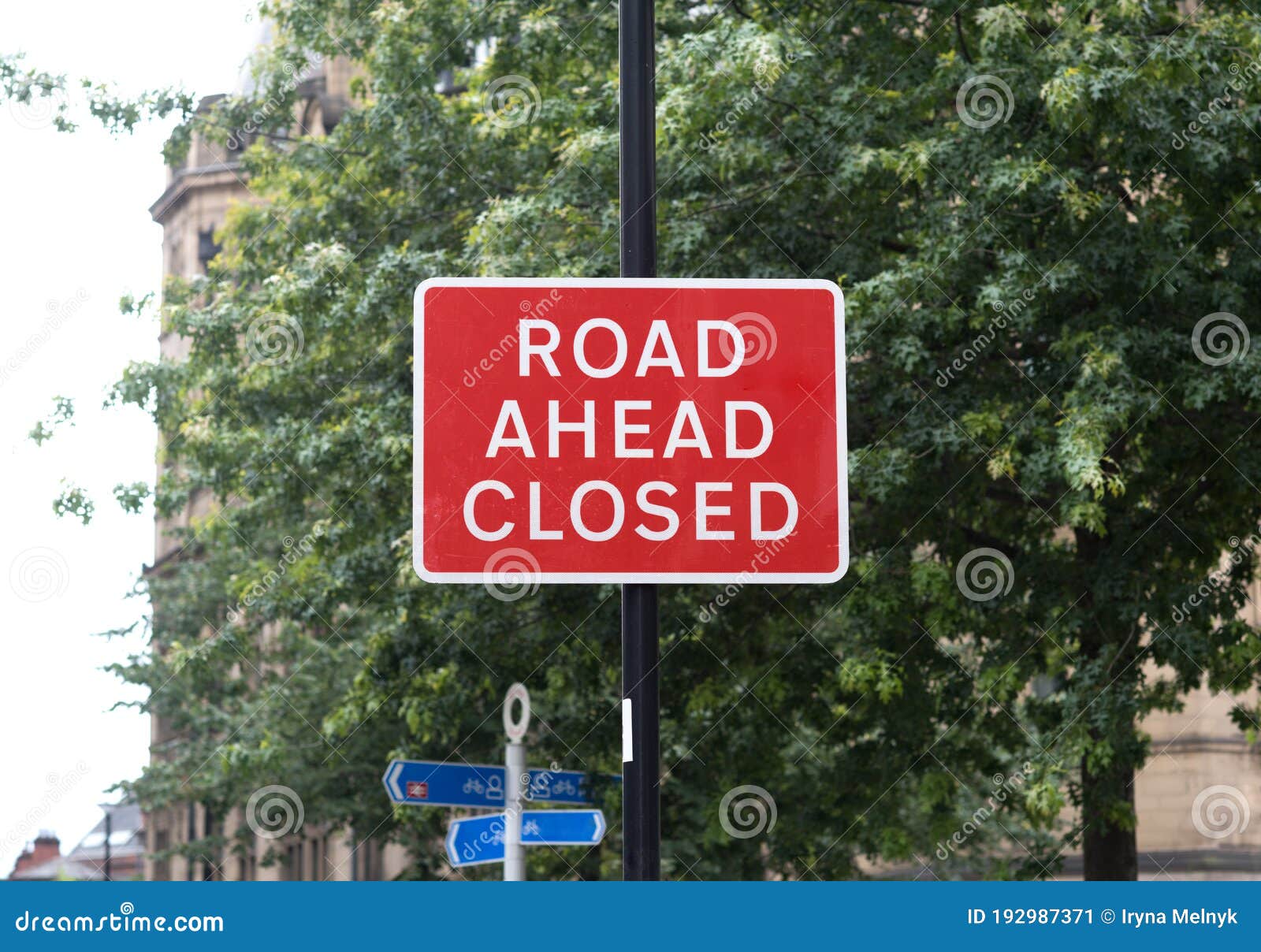 Red Warning Road Closed Sign Stock Image - Image of road, closed: 192987371