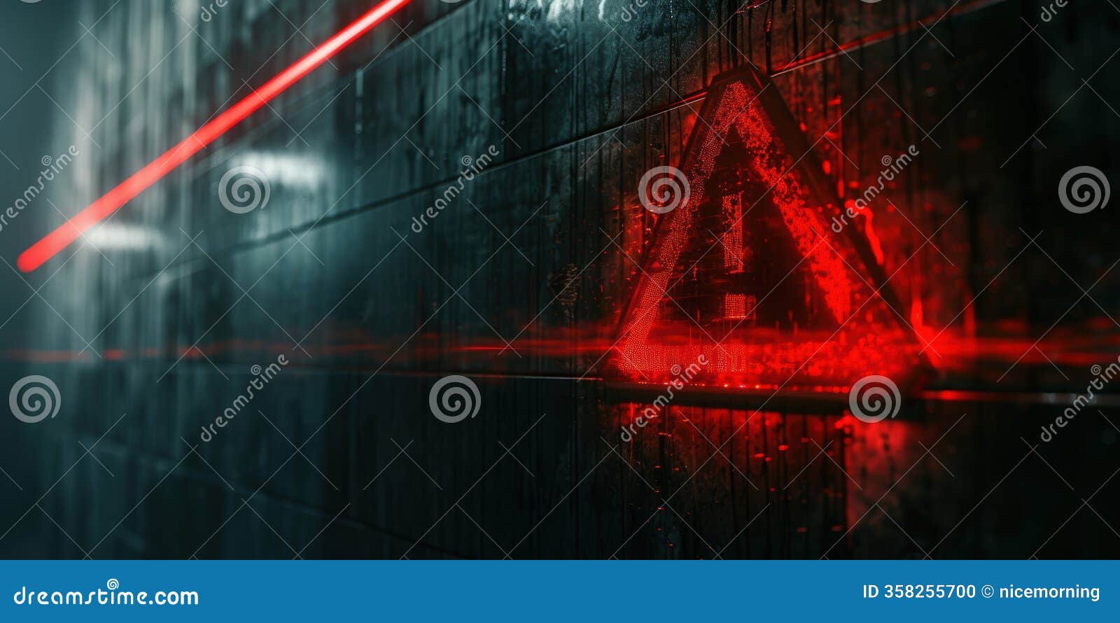Red Warning Sign on a Brick Wall. Created by Generative Artificial ...