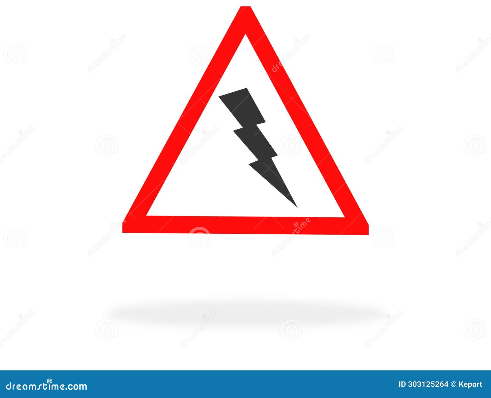 Red Warning Sign with Lightning Stock Illustration - Illustration of ...