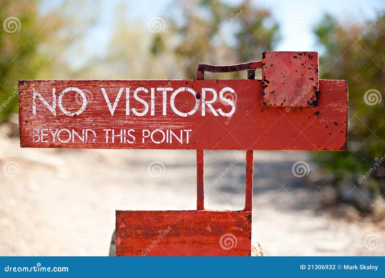 Red Warning Sign No Visitors Beyond this Point Stock Photo - Image of ...