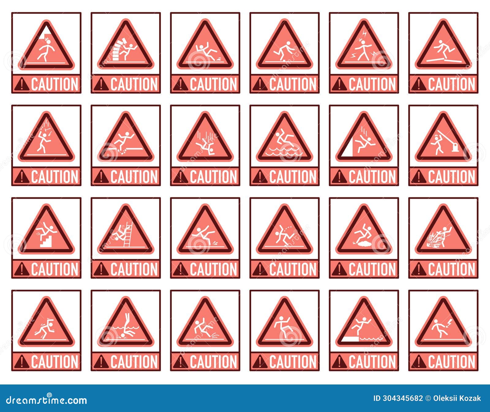 Red Warning Signs of Danger. Risk of Injury Stock Illustration ...